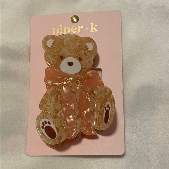 Piper | Accessories | Piper Bear Hair Clip In Pink And Tan | Poshmark